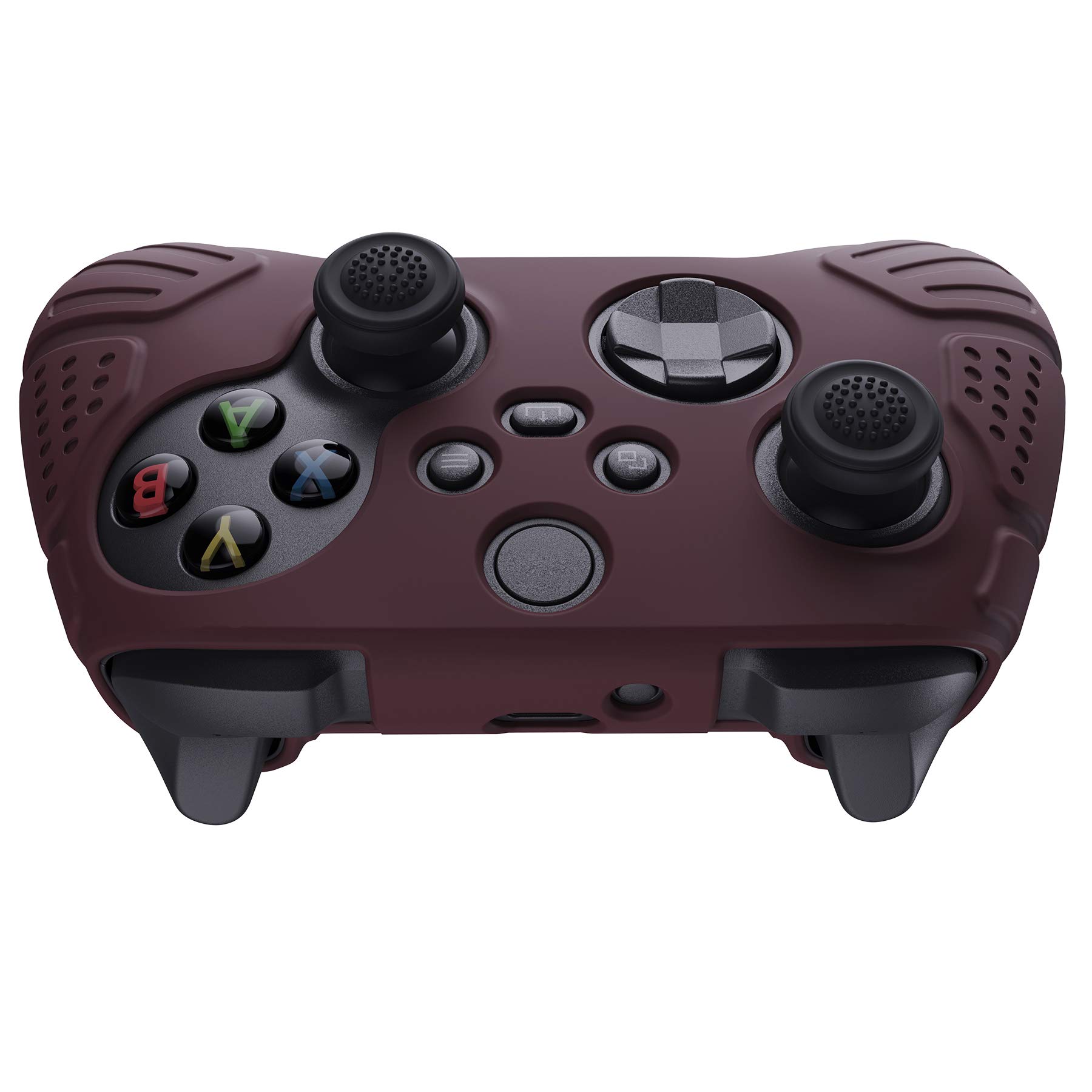 eXtremeRate PlayVital Guardian Edition Wine Red Ergonomic Soft Anti-Slip Controller Silicone Case Cover for Xbox Series X/S, Rubber Protector Skins with Joystick Cap for Xbox Core Wireless Controller
