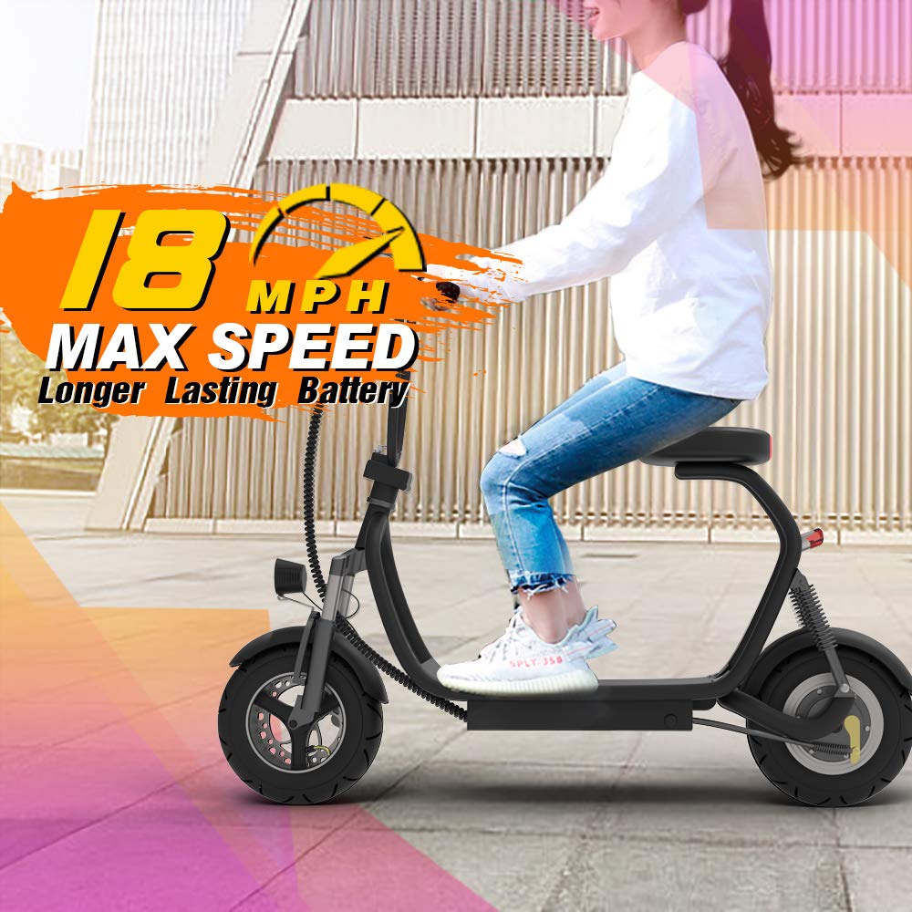 Electric Scooter Commuter Scooter 350W 48V 18.6 Miles ,Solid Rubber Tire, Long-Range Battery Foldable Easy Carry Portable Design, Adult Electric Scooter Up to 18MPH (Black)