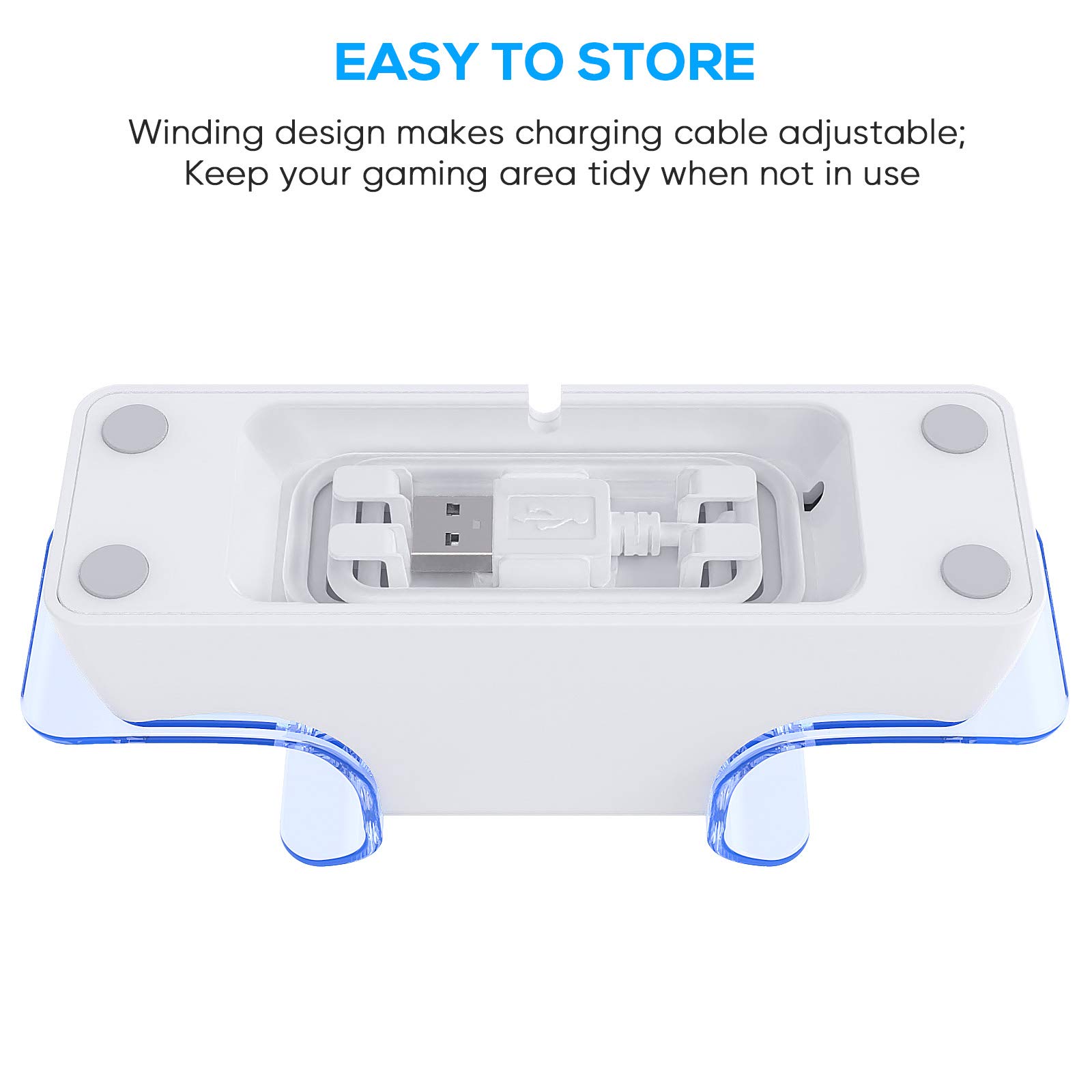 Dual Charging Stand for PS5 Controller, MENEEA Fast Charger Dock Station & Small Size Compatible with Playstation 5 for DualSense Controller with LED Indicator, USB Storage for PS5 Controller