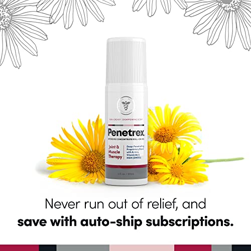 Penetrex Joint & Muscle Therapy β Soothing Relief for Back, Neck, Hands, Feet & Nerves β Maximum Strength Premium Whole Body Recovery Rub with Arnica, Vitamin B6 MSM & Boswellia β 3oz Roll On Gel