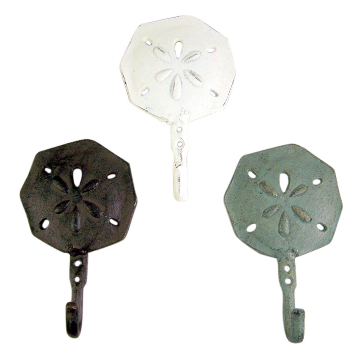 Sand Dollar Cast Iron Wall Hook 6 1/2 Inch (Set of 3)