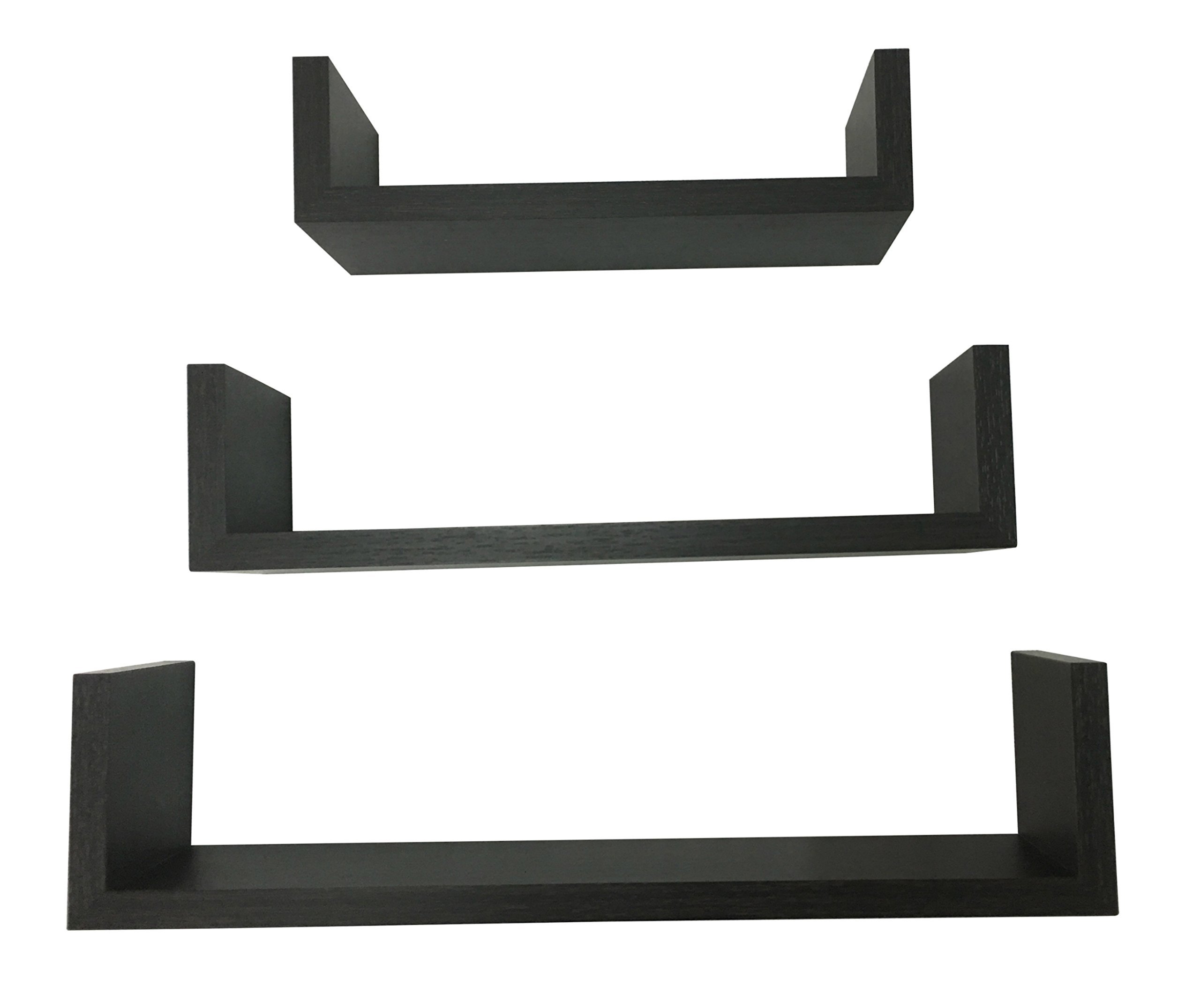 EWEI'S HomeWares Ewei ' S Homewares Floating U Shelves Whc 1004 Cd WHC1004CD-ES, 17 in x 4 in x 4 in, Espresso Finish