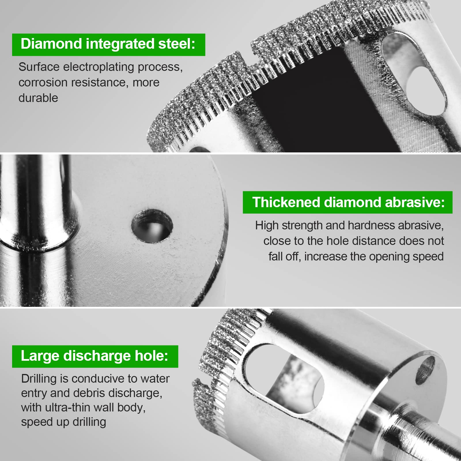 Diamond Hole Saw Kit 17PCS Tile Drill Bits Sets with Double Suction Cups Hole Saw Guide Jig Fixture from 4mm-83mm Hollow Drill Hole Saw Set for Ceramic, Glass, Tile, Porcelain, Marble, Granite