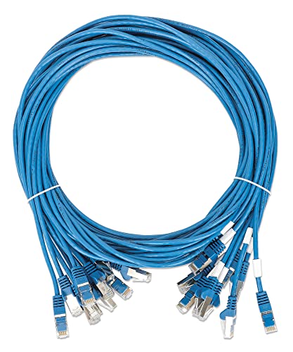 Intellinet Slim Cat8 Ethernet Network Patch Cable – 10-Pack - 40Gbps & 2000MHz, Snagless Boot, 30AWG Pure Bare Copper Wire, Gold-Plated Contacts, Lifetime Mfg Warranty – 1.5ft, 10 Pack, Blue