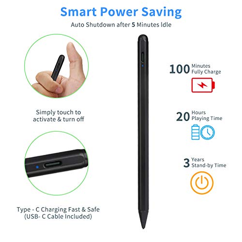 Stylus Pens for Dell 2 in 1 Laptop Pencil, Evach Capacitive High Sensitivity Digital Pencil with 1.5mm Ultra Fine Tip Stylus Pencil for Dell 2 in 1 Laptop Pen, Black