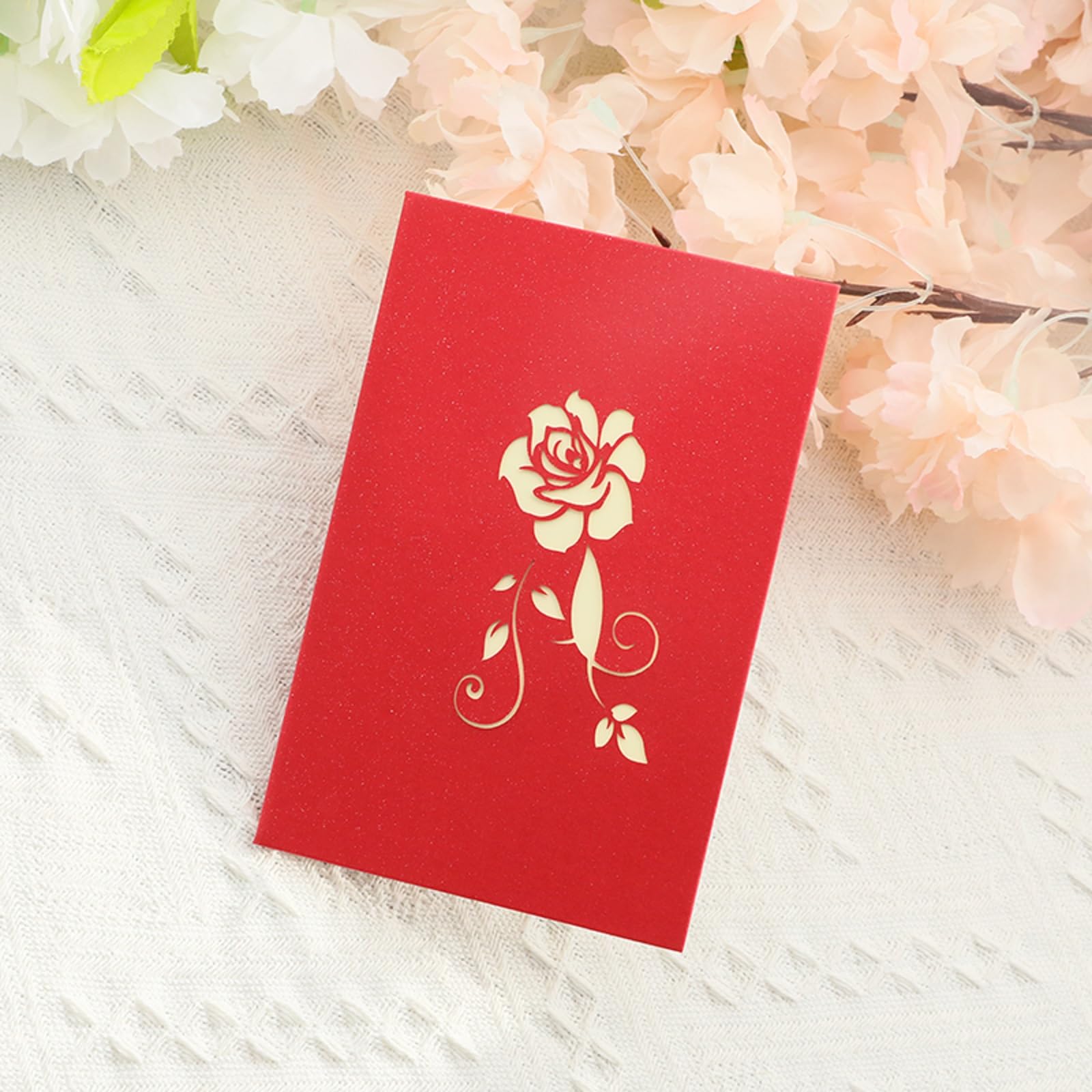 MUSCELL Valentines Pop-Up Red Rose Card, 3D Pop-up Greeting Cards, for Valentine's Day, Mothers Day, Fathers Day, Birthday, Anniversary, Graduation, Wedding, Size 5.9 x 3.93in