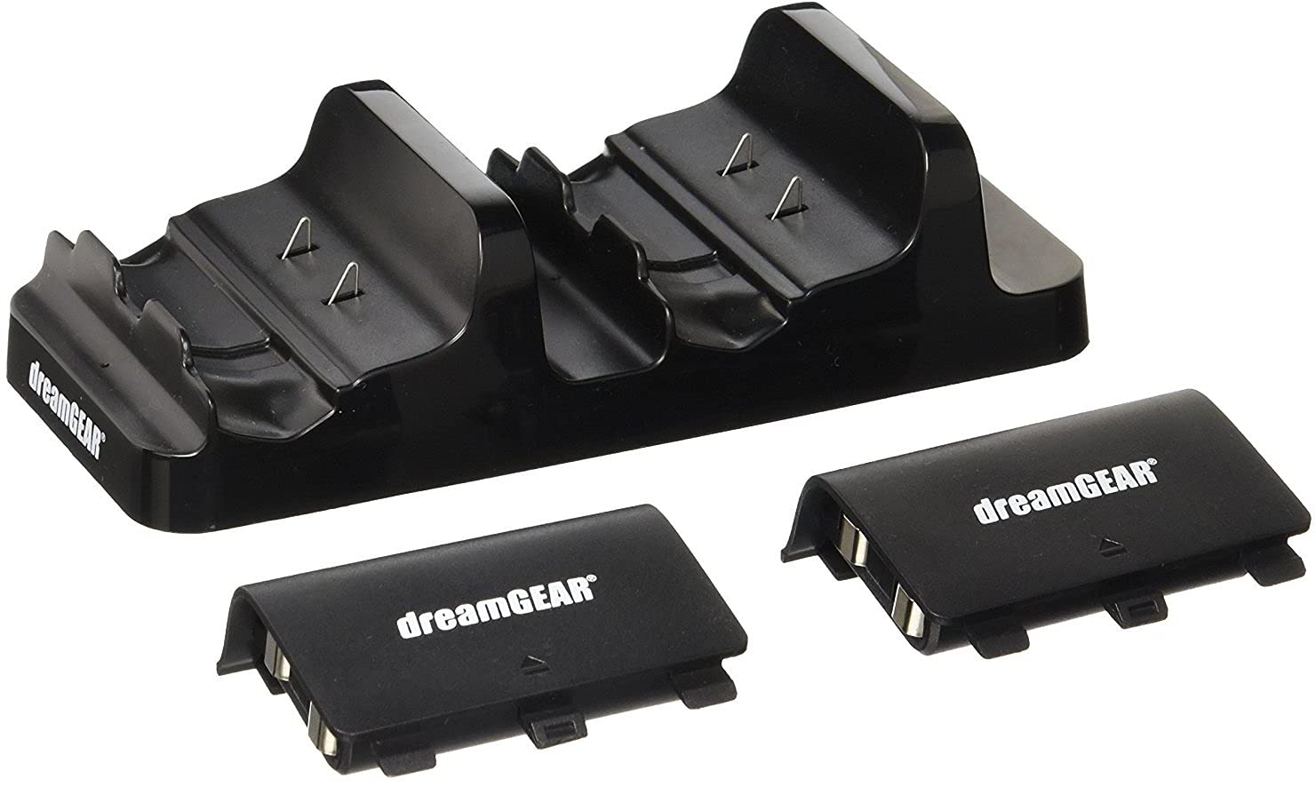 dreamGEAR Dual Power Dock - 2 Battery Packs and Charging Station - Compatible with Xbox One Wireless Controllers - LED Charge Indicator - Plugs Into Console - Slim Compact Design,DGXB1-6624