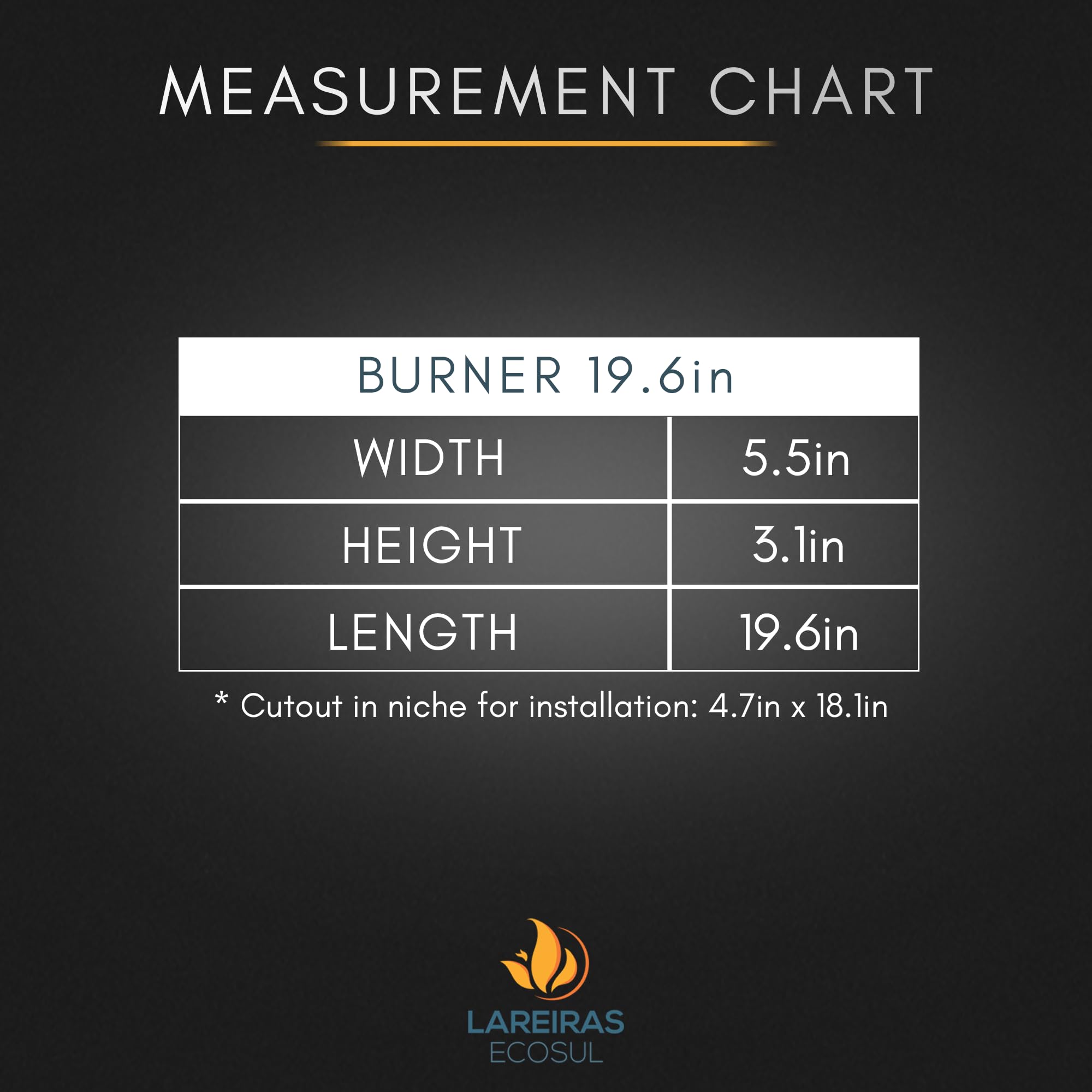 Ecologic Burner Fireplace - Alcohol or Ethanol - Complete, with Burner - Intensity Regulator, Stainless Steel - Built-in Indoor or Outdoor LAREIRAS ECOSUL - 39.37 in