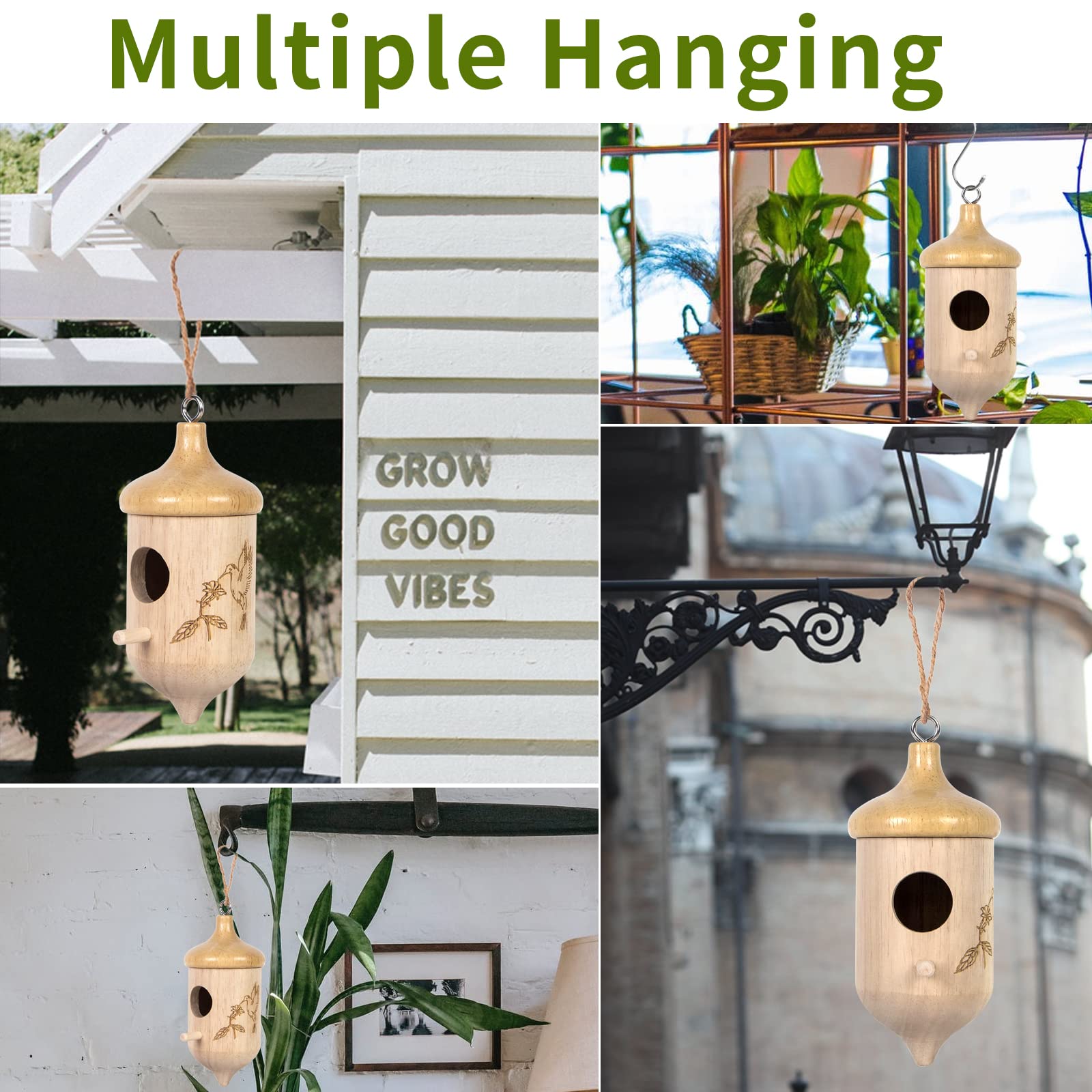 Hummingbird House,Wooden Hummingbird Houses for Outside for Nesting, Gardening Gifts Home Decoration,3 Pack
