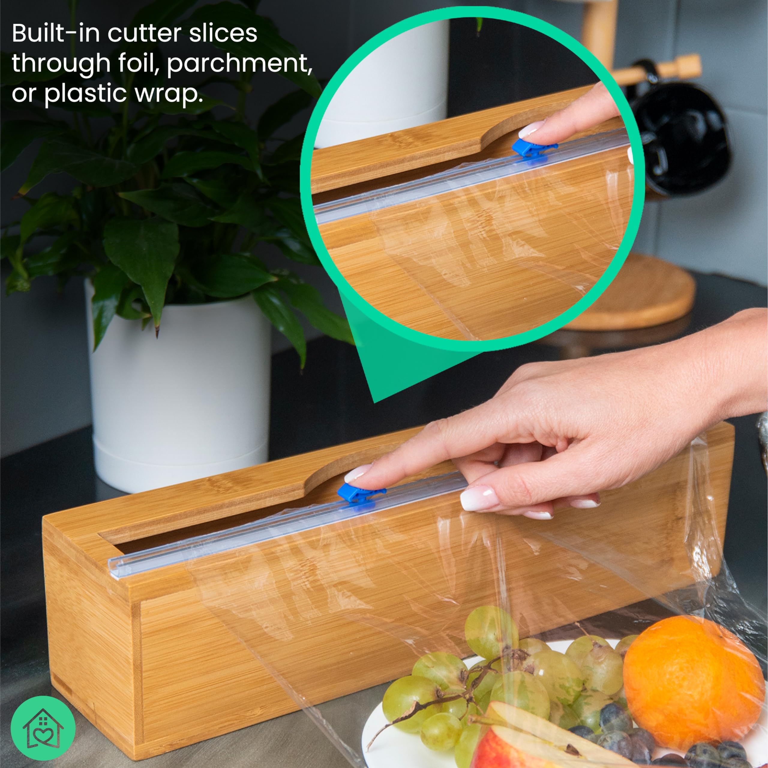 Green Stand Market - Plastic Wrap Dispenser with Cutter - Fits 12" Rolls - Mountable - Cuts Plastic Wrap, Saran Wrap, Cling Wrap, Aluminum Foil, Wax Paper