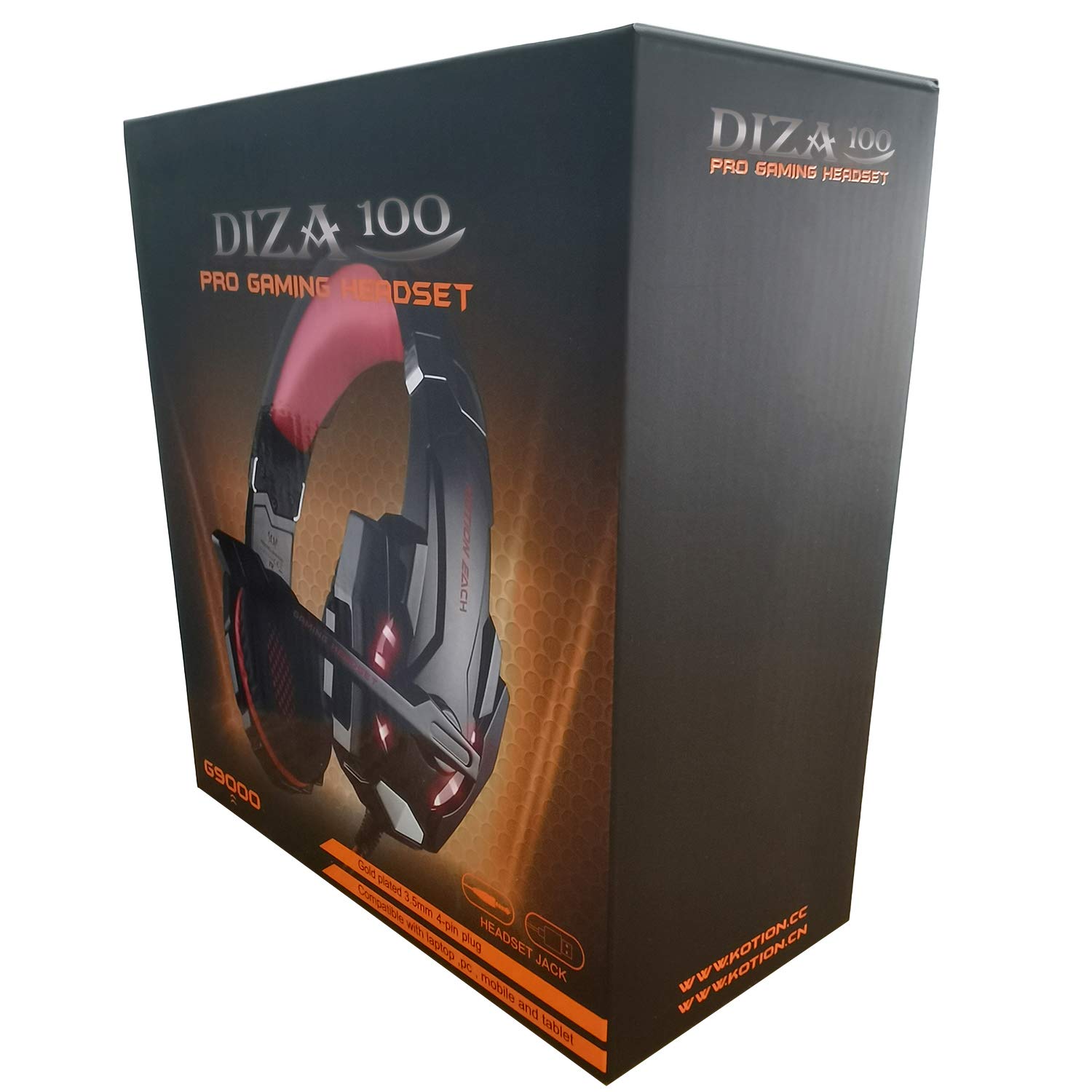 DIZA100 G9000 Gaming Headset Headphone 3.5mm Stereo Jack with Mic LED Light for Xbox One S/Xbox one/PS4/Tablet/Laptop/Cell Phone(Red)