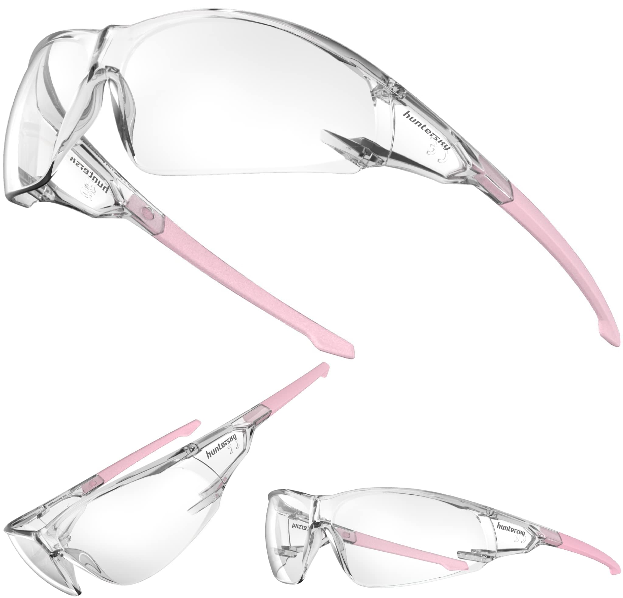 HUNTERSKY HTS S239 Protective Clear pink Small Safety Glasses women youth protecting eyes from wind dust proof night bike riding cycling running