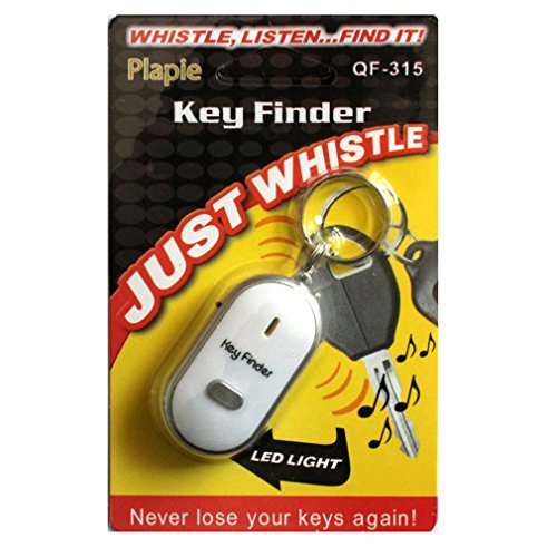 LED Whistle Key Finder Flashing Beeping Sound Control Alarm Anti-Lost Keyfinder Locator Tracker with Keyring(White)