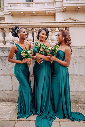 OYI Women's One Shoulder Satin Bridesmaid Dresses Plus Size for Women Long Champagne Formal Evening Gowns Champagne 20W,20 Plus