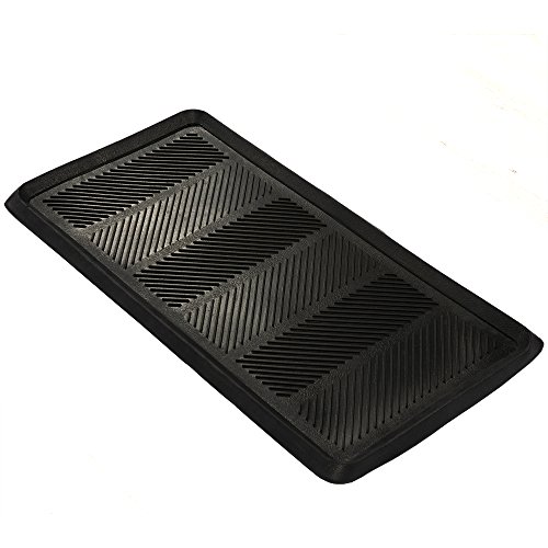 Indoor/Outdoor Hose-Wash Lines Design Non-Slip Rubber 16" x 32" Modern Entryway Mat for Entryway, Patio, Backyard, Garage, 16" x 32", Black