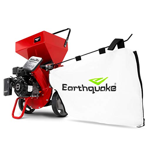 Earthquake Chipper Shredder K33,33964 Heavy Duty 301cc, 4 Cycle Viper Engine, 5-Year Warranty, Dock-and-Lock Debris Bag, 3" Max Wood Diameter Capacity, Red