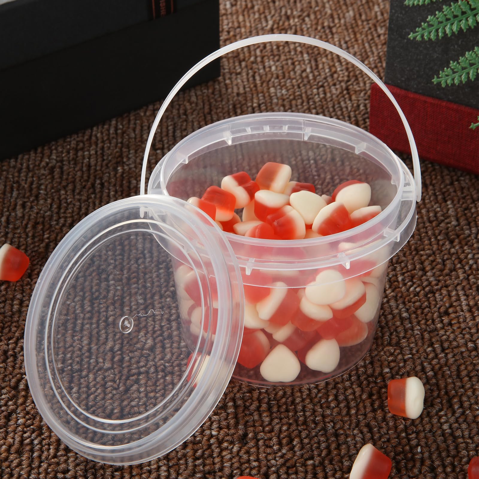 LOYORTY 18 PCS 67.6 oz Slime Containers with Lids and Handles, Plastic 2000ml Storage Bucket Containers, Clear Slime Storage Case for Slime DIY Art Craft, Pigment, Small Tools, Part Material