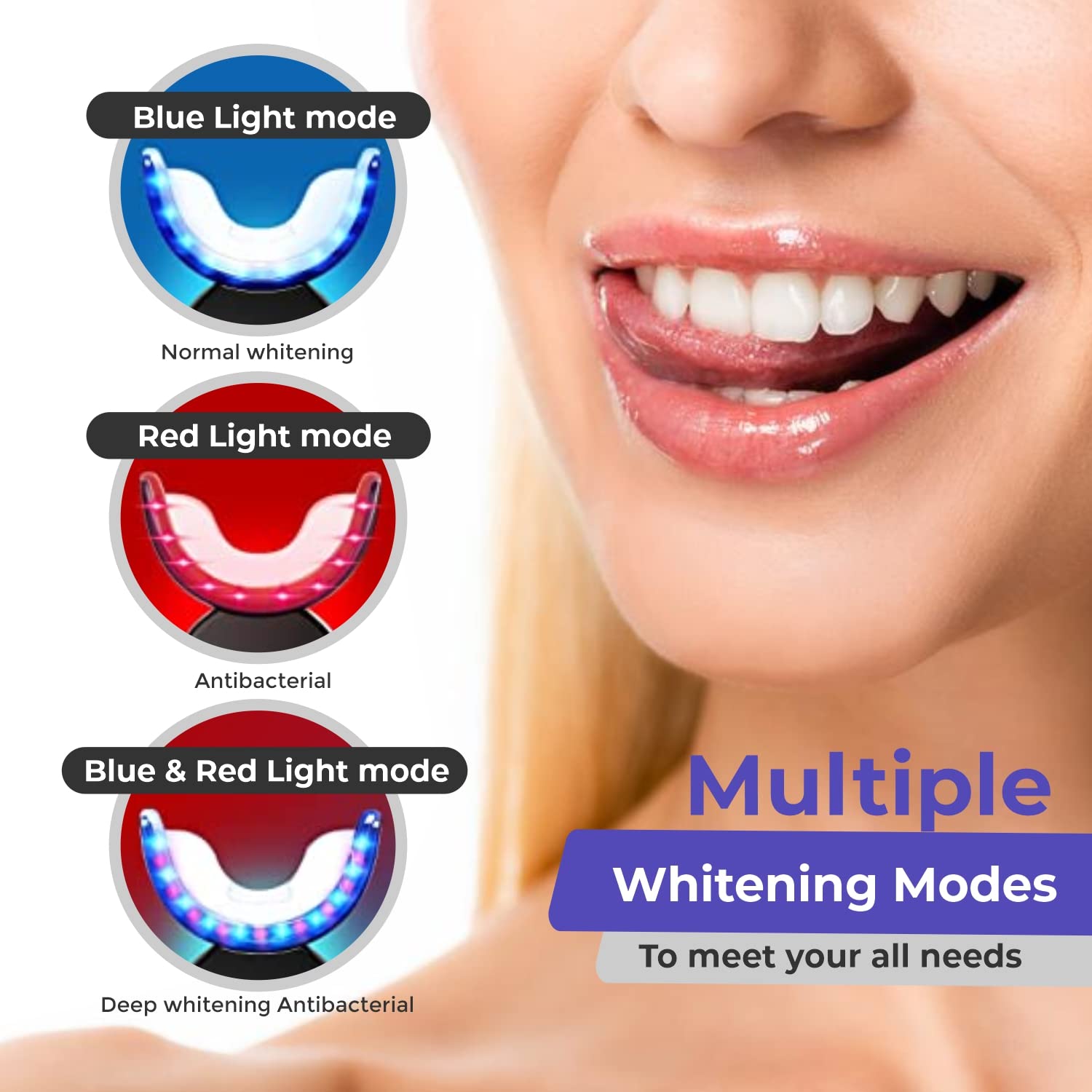 NAAFF Teeth Whitening Kit LED Light Whit Multiple Whitener Mode 35% Carbamide Peroxide 3 whitening Pen