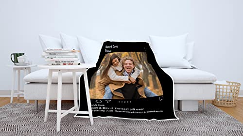 Personalized Official Social Media Post Style Blanket, Custom Name & Text Blanket Gifts for Him Her Men Women, Anniversary Ideas with Photo Throw Blankets