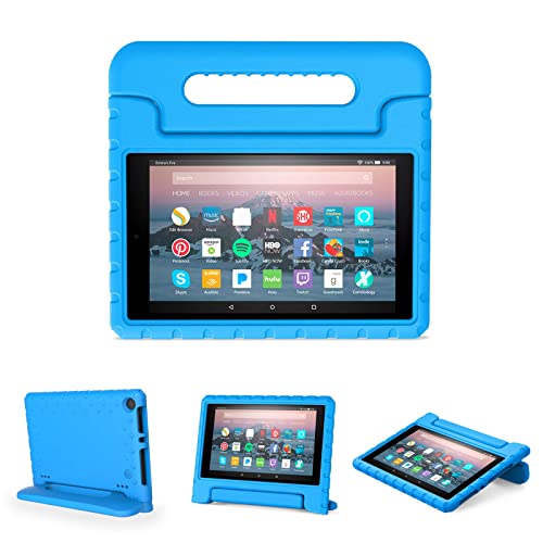 Kids Case for Fire HD 8 8th/7th/6th Generations 2018/2017/2016 Kid-Proof & Shockproof Durable Foam Case for Boys Girls Flexible Cover with Convenient Handle Stand, Blue