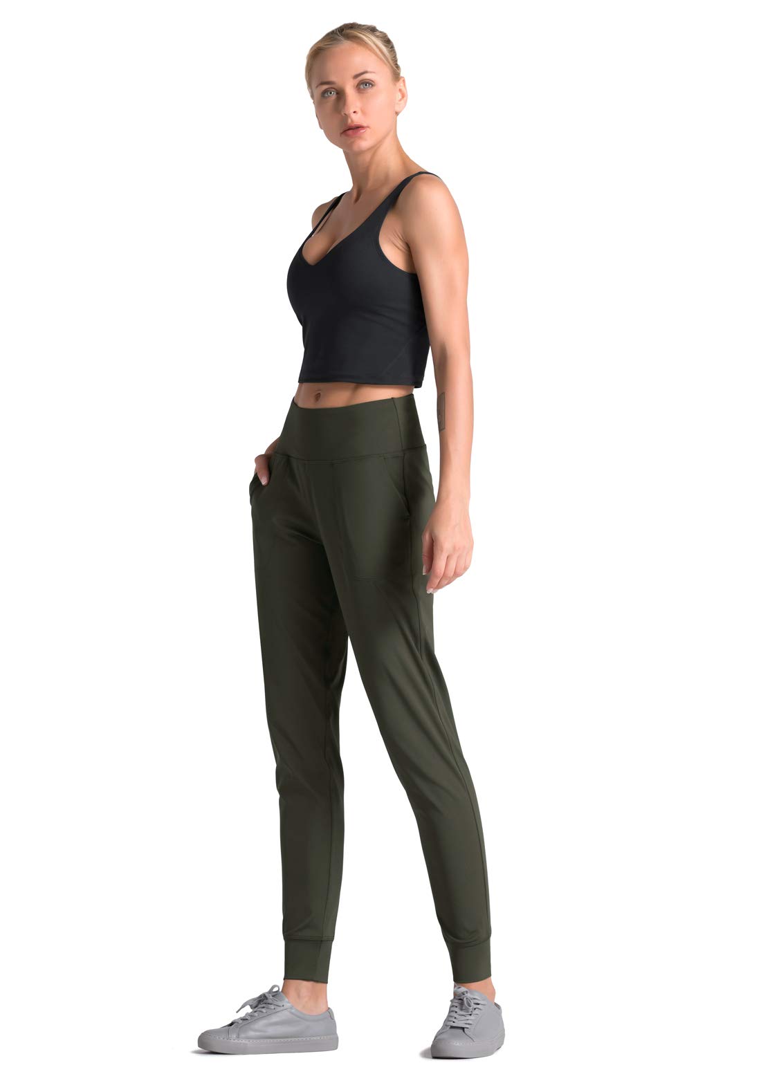Dragon Fit Joggers for Women with Pockets,High Waist Workout Yoga Tapered Sweatpants Women's Lounge Pants (Medium, Joggers78-Dark Olive)