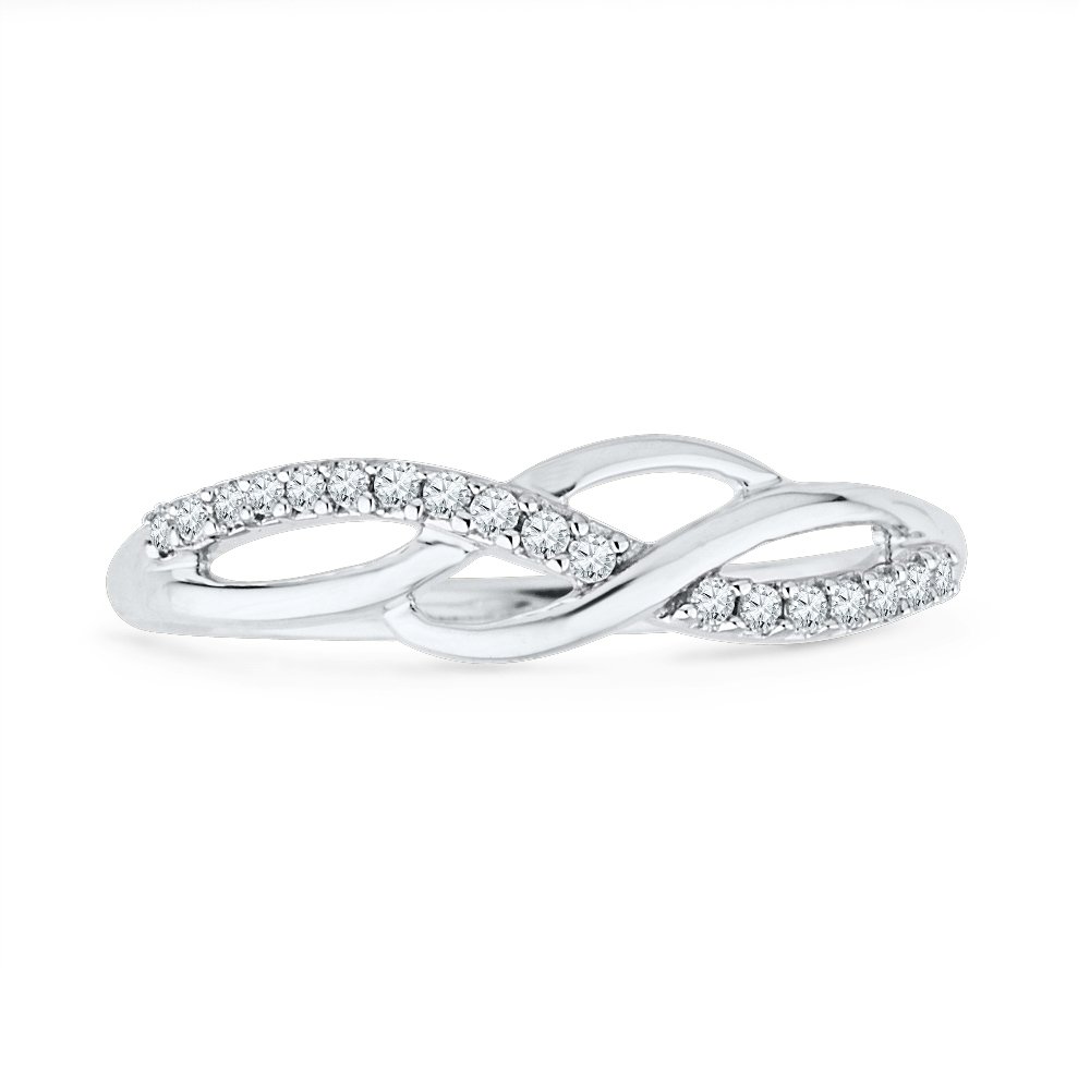 DGOLD Sterling Silver Round Diamond Twisted Fashion Ring (1/10 cttw)
