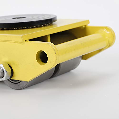 Heavy Duty Machine Dolly Skate Machinery Roller Mover Cargo Trolley 6 Ton 13200lb, w/Steel Rollers Cap 360 Degree Rotation (Yellow)