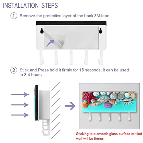 Marine Gastropods Starfish Conch Rack Organizer with 5 Hooks Wall Bathroom Kitchen Shelf Rack Multifunctional Storage Shelf