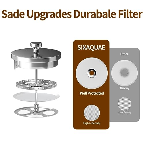 SIXAQUAE French press Coffee Maker Heat Resistant Durable Borosilicate golden Glass 12oz
