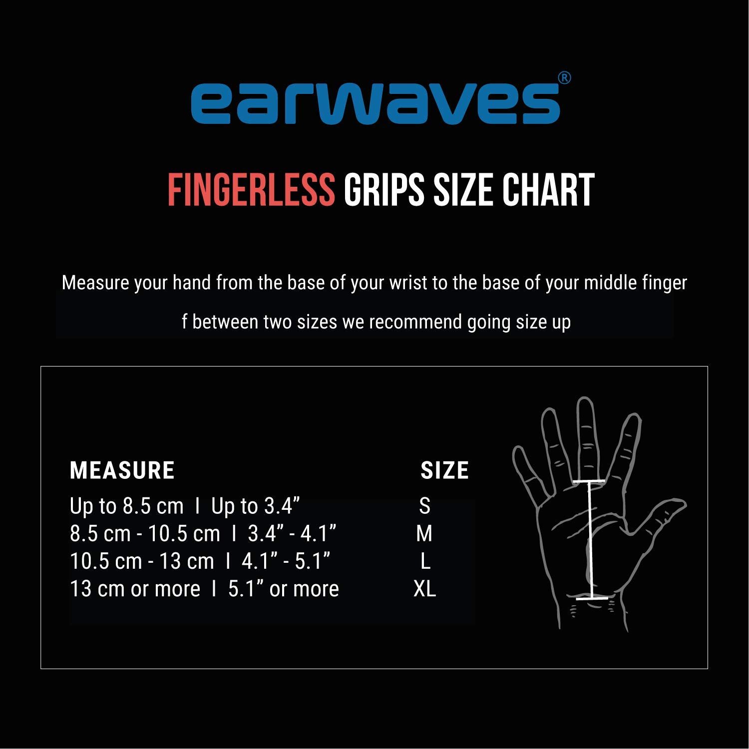 Earwaves Fingerless Hand Grips - Gymnastics Grips Without Holes for The Fingers. Hand Grips for Pull ups, Muscle ups, C2B, T2B, Rings. (L, Carbon Spino)