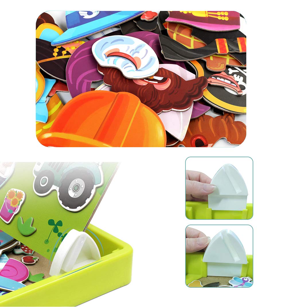 ZSFLZS Magnetic Puzzles Face Dress Up Travel Game Double Side Preschool Educational Learning Toy for Kids