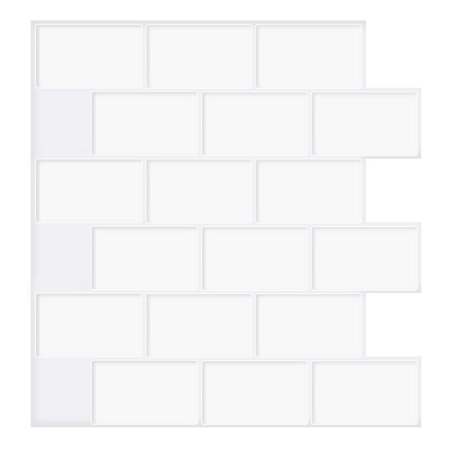 Ecoart Peel and Stick Tile Backsplash 10" X 10" Subway White Tile Self Adhesive Kitchen Bathroom Backsplash(6 Sheets) (with White Grout)