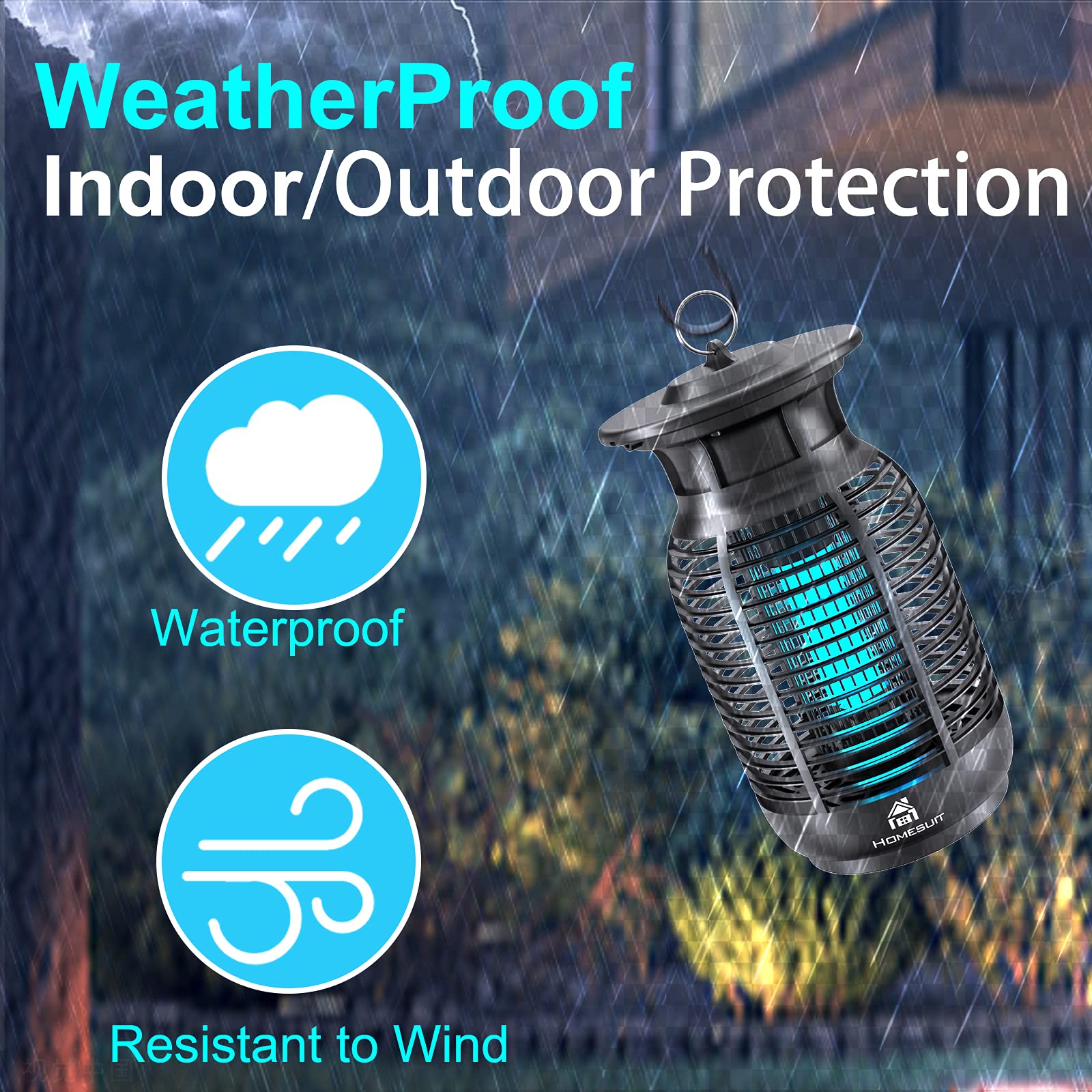 Homesuit Bug Zapper Outdoor and Indoor 18W,4250V High Powered Mosquito Zapper, Waterproof Mosquito Killer/Insect Fly Pest Trap, Electric Bug Zapper for Backyard, Patio, Home
