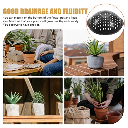 HANABASS 50pcs Plastic Flowerpot Hole Mesh Pad Bonsai Pot Bottom Grid Mat Planter Drainage Gasket Soil Loss Breathable Gasket Drainage Netting for Bonsai