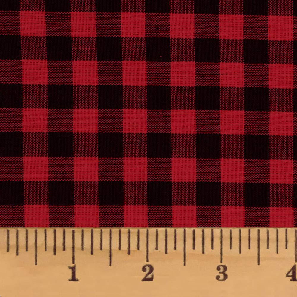 Red Black Mini Buffalo Check Plaid Cotton Homespun Plaid Fabric by JCS - Sold by The Yard