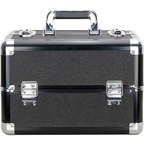 Ver Beauty 4-Tiers Extendable Trays Art Craft Supplies Storage Portable Box Tool Case Organizer Travel Dividers-VP006, Black Glitter