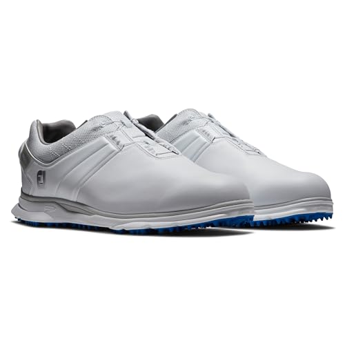 FootJoy Men's Pro|SL Boa Golf Shoe, White/White/Light Blue, 9.5 X-Wide