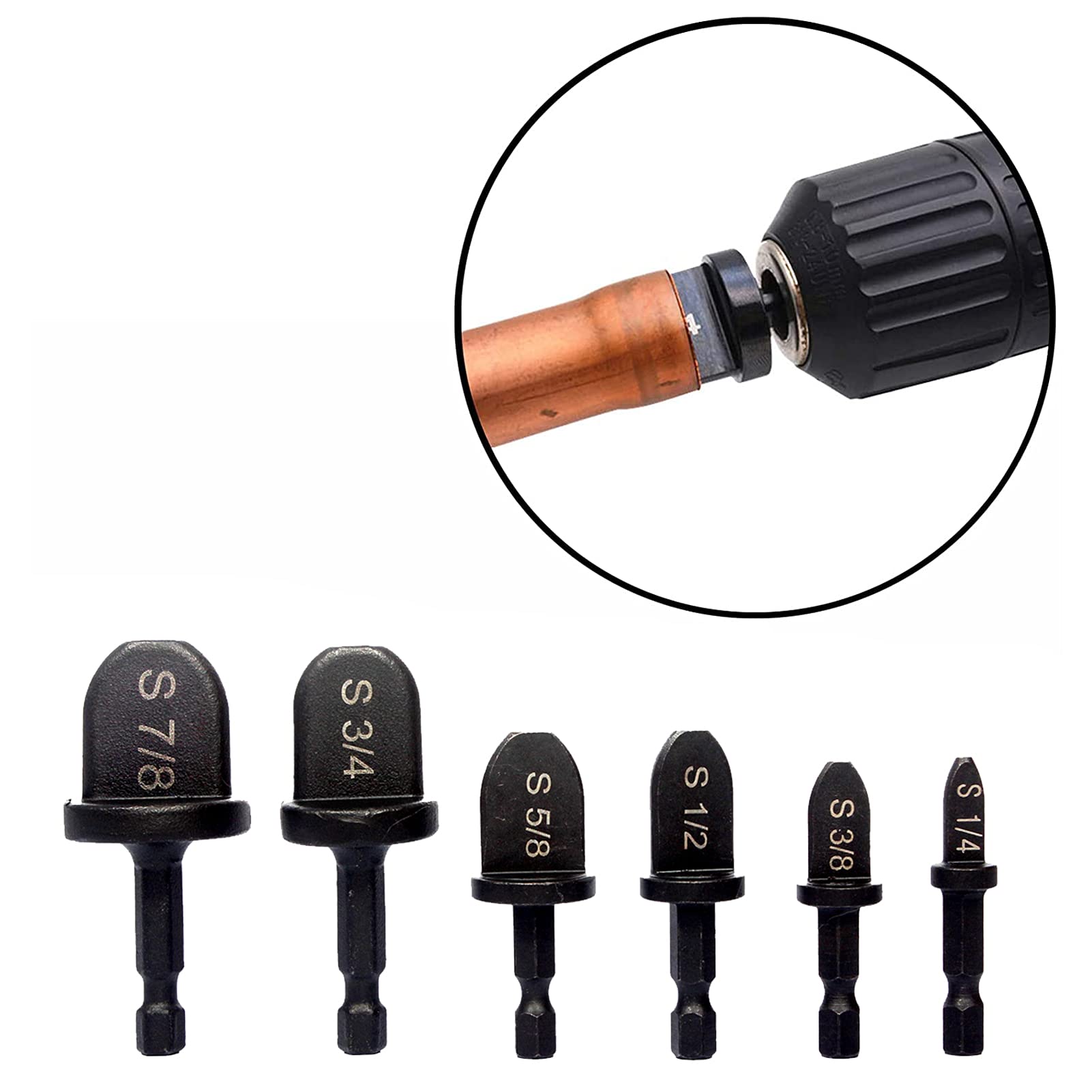 HVAC Repairing Set Air Conditioner Copper Tube Expander Swaging Tool Drill Bit Set Manual Copper Pipe Swage Tool Soft Copper Expander Tubing Tool with 1/4''， 3/8''，1/2''， 5/8''，3/4''，7/8''Bits