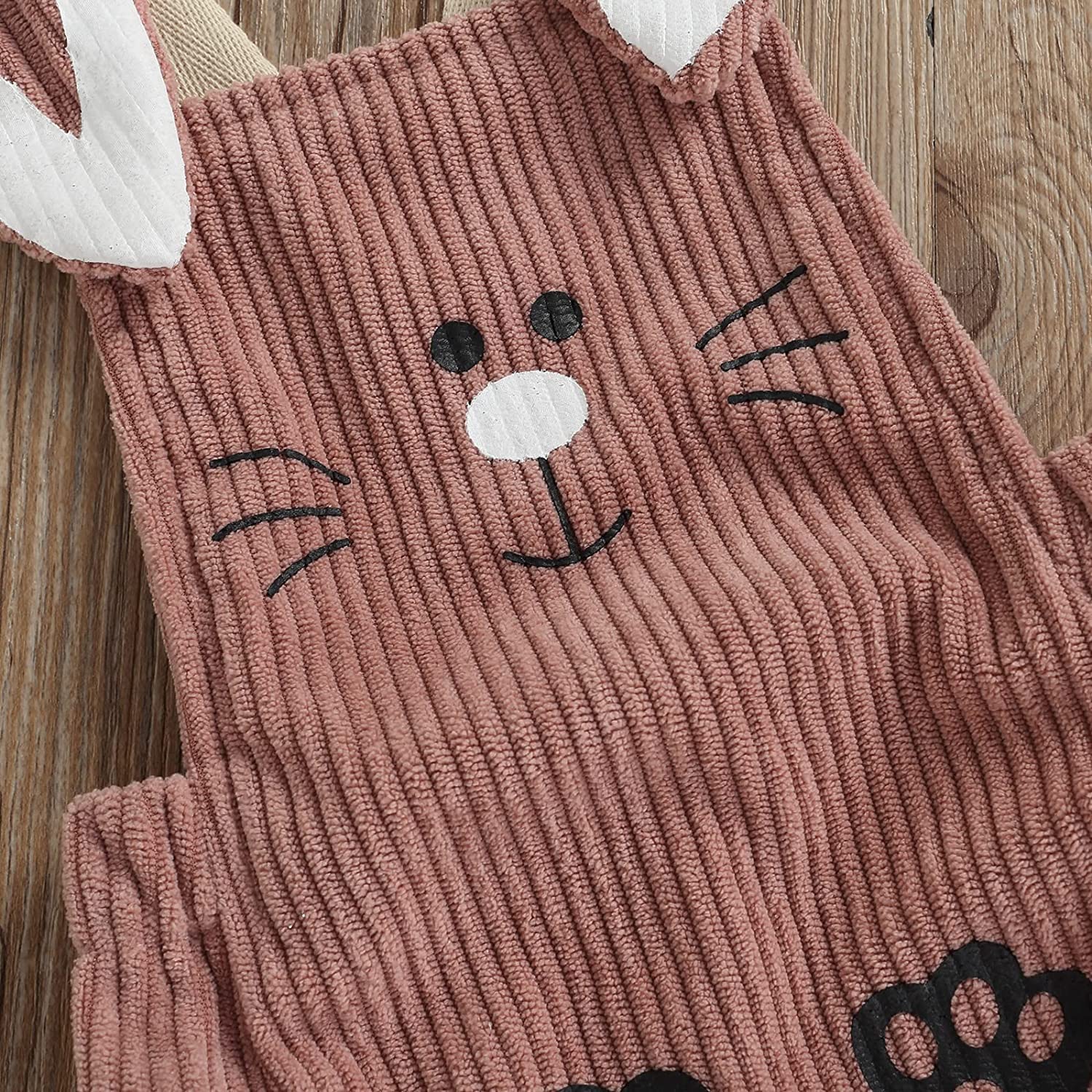 TROSJ Newborn Baby Boy Girl Easter Outfits Sleeveless Button Corduroy Cartoon Bunny Romper Bodysuit Summer Clothes 0-12M (Pink, 0-3 Months)