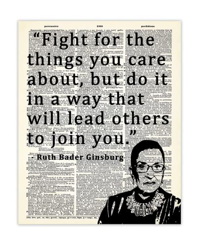 Inspirational Ruth Bader Ginsburg Wall Art "Fight for Things" 8x10 RBG Poster, RBG Wall Art & Motivational Wall Art, Positive Affirmations Wall Decor for Bedroom & Office Decor for Men &Women