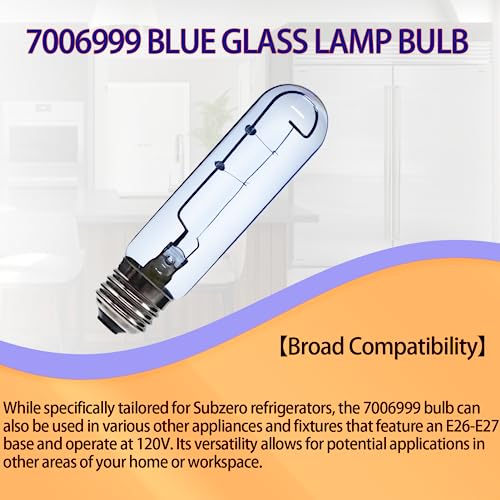 supeiqality 2023 Upgrade 7006999 Blue Glass Lamp Bulb Replacement for E26 40W Freezer Refrigerator Light Bulb Compatible Sub-Zero Refrigerator - 2-Year Warranty(4 Pack)