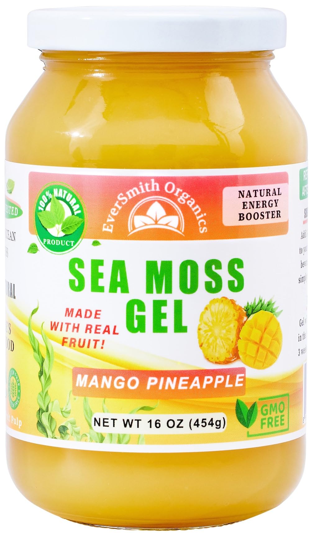 EverSmith Organics - Wildcrafted Irish Sea Moss Gel | Made in USA | Rich in Vitamins & Minerals | Sea Moss Gel Organic Raw | Nutritional Supplement | Mango Pineapple (16 oz)