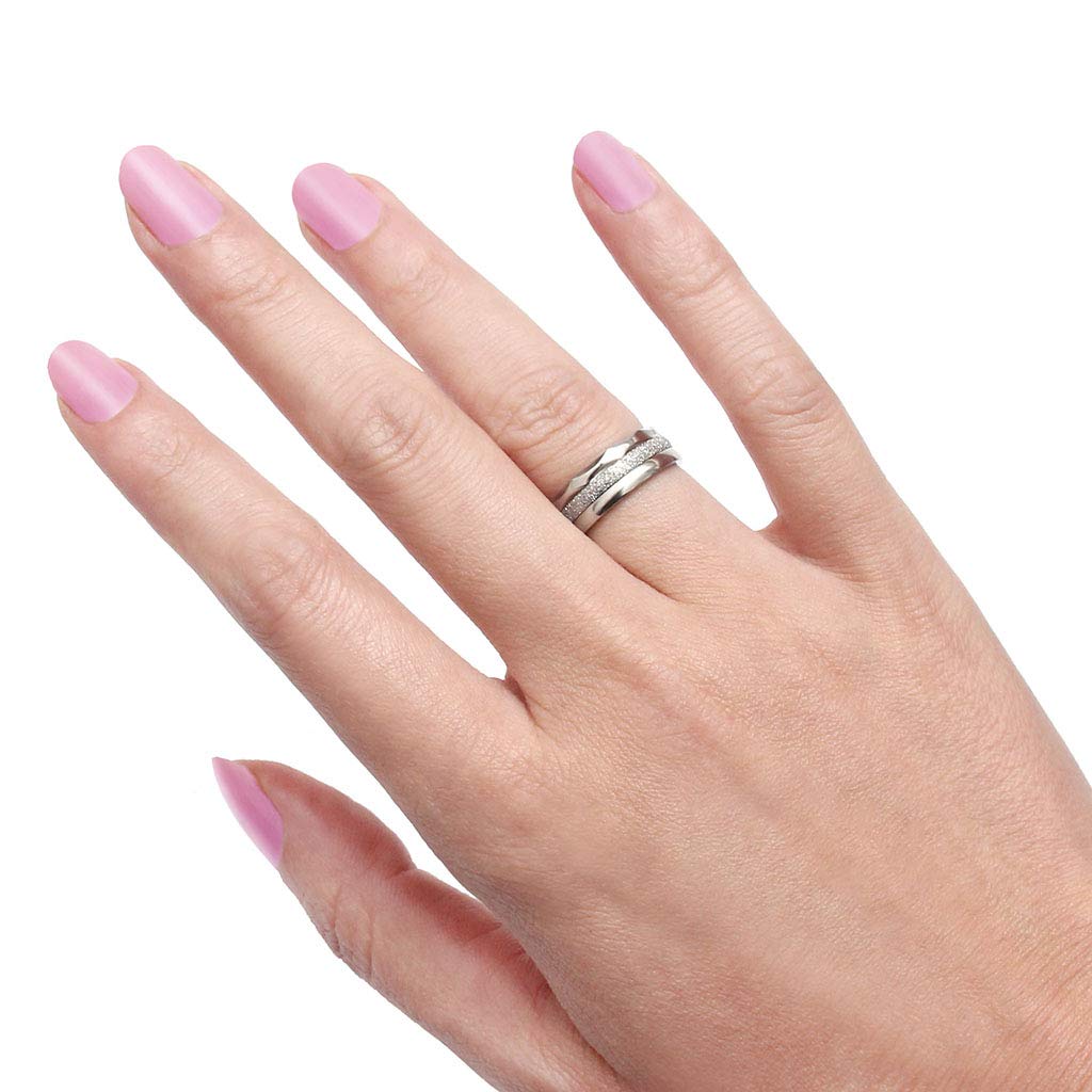 DURSI 2MM Stainless Steel Rings Women's Stackable Eternity Ring Band Engagement Wedding Ring Set 3 PCS (Silver, Size 10)