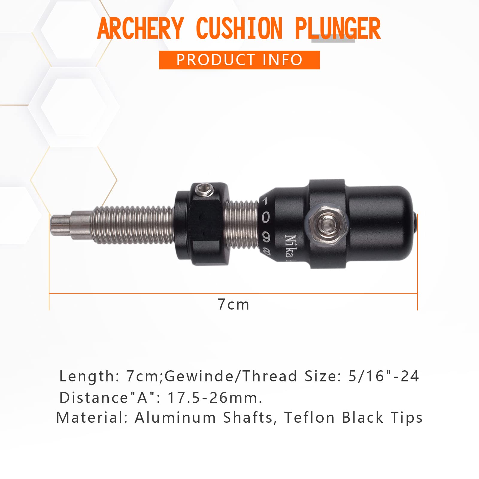 ELONG OUTDOOR Aluminium Archery Cushion Plunger Recurve Bows Screw-in Pressure Button for Right or Left Hand with Installation Tool