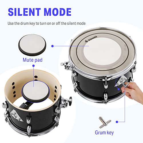 Donner Drum Set Adult 5-Piece with Practice Mute Pad, 22 inch Full-Size Acoustic Drum Kit Transparent Acrylic high-end, Red-DDS-1000p