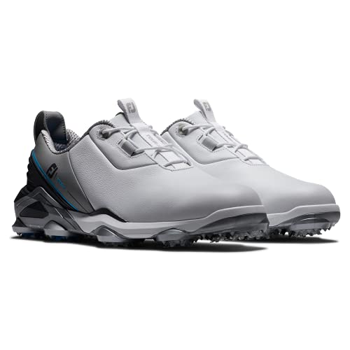 FootJoy Men's Tour Alpha Golf Shoe, White/Grey/Blue, 10.5