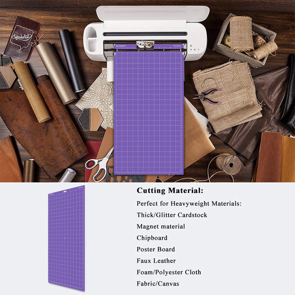 EVISWIY 4PCS 12x24 Mats for Cricut Maker 3/Maker Explore Air 2/Air/One with 5 PCS Blades StandardGrip/LightGrip/StrongGrip/FrabricGrip Multiple Green Blue Purple Pink Cricket Cutting Mats for Cricut