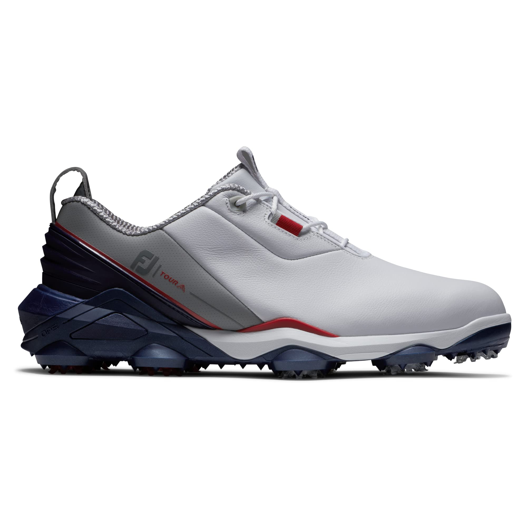 FootJoy Men's Tour Alpha Golf Shoe, White/Navy/Grey, 8.5 Wide