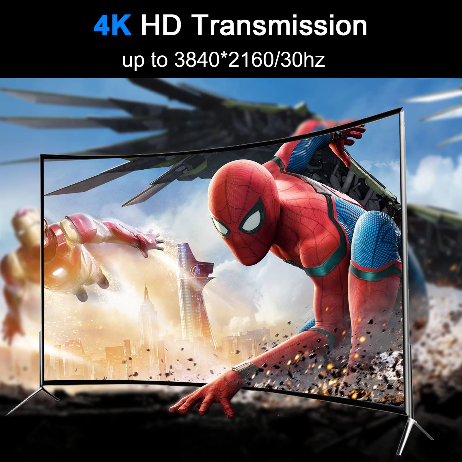 Wireless HDMI Transmitter and Receiver, 5G Dual Screen Wireless HDMI Kit, Support 164FT/50M, 4k@30Hz for Stream Video/Audio from Laptop, PC, Smartphone to TV/HDTV Projector/Monitor