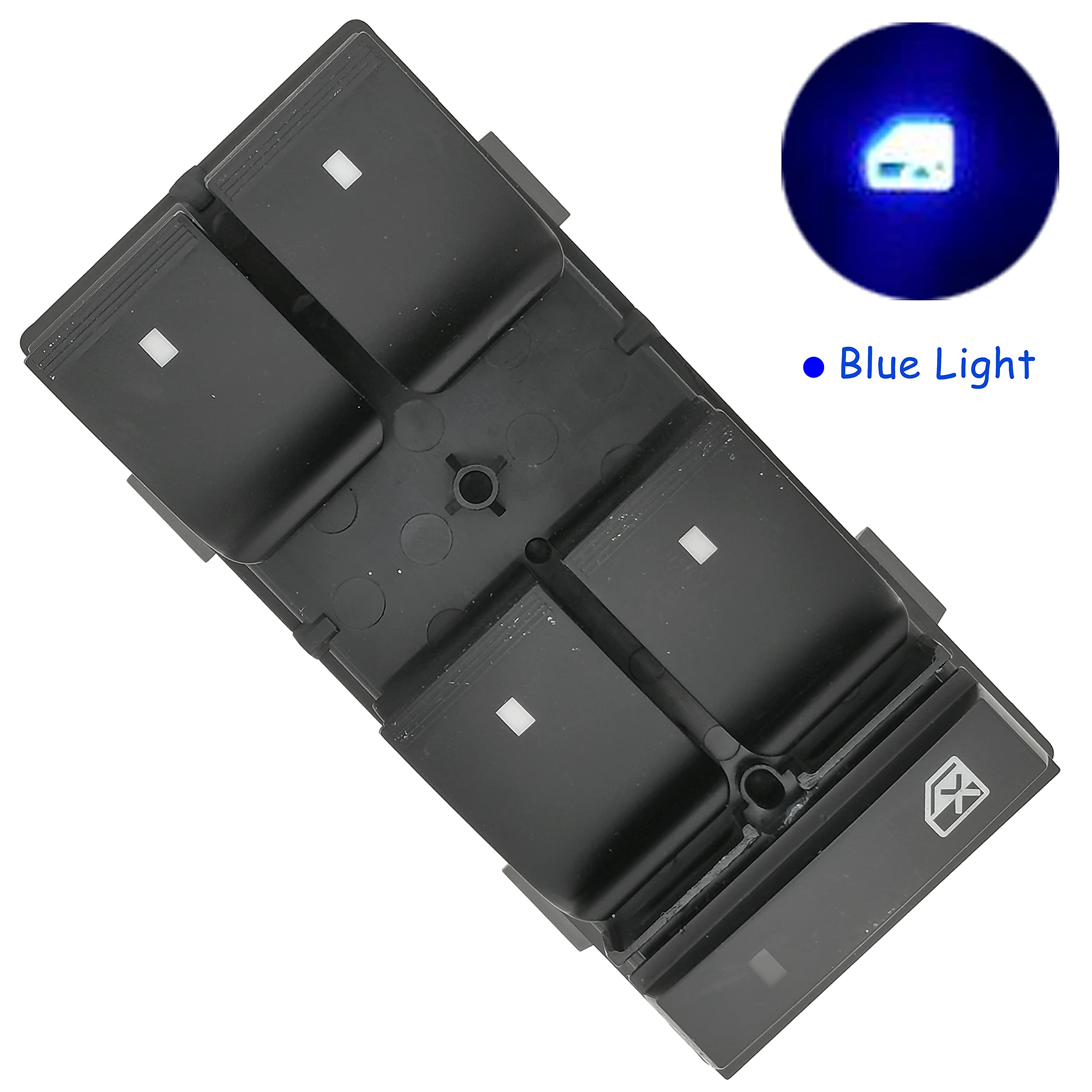 Driver Side Master Power Window Switch Compatible with Chevrolet Silverado, Traverse, GMC Sierra, Replaces#: 20945129, 25789692, 25951963, D1954F, Blue Light
